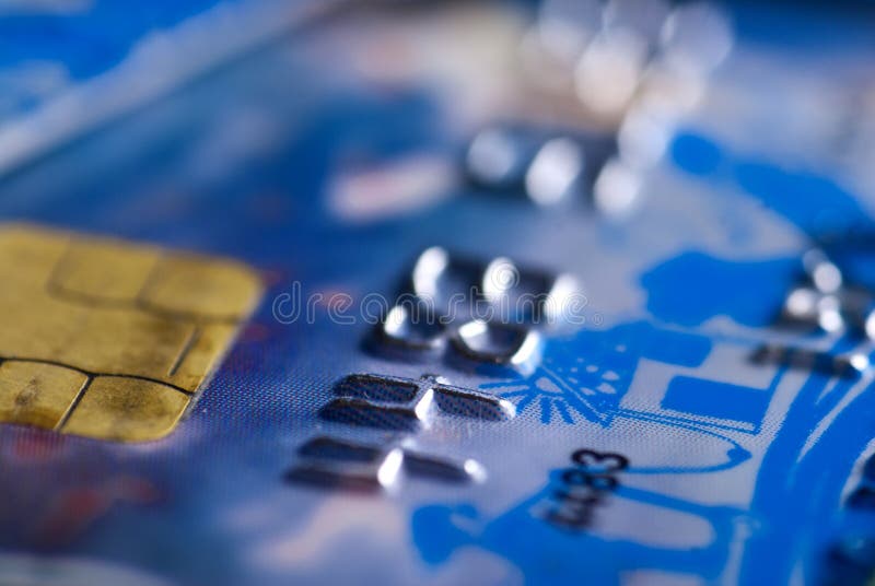 Close Up of Blue Credit Card with Chip Stock Photo - Image of business ...