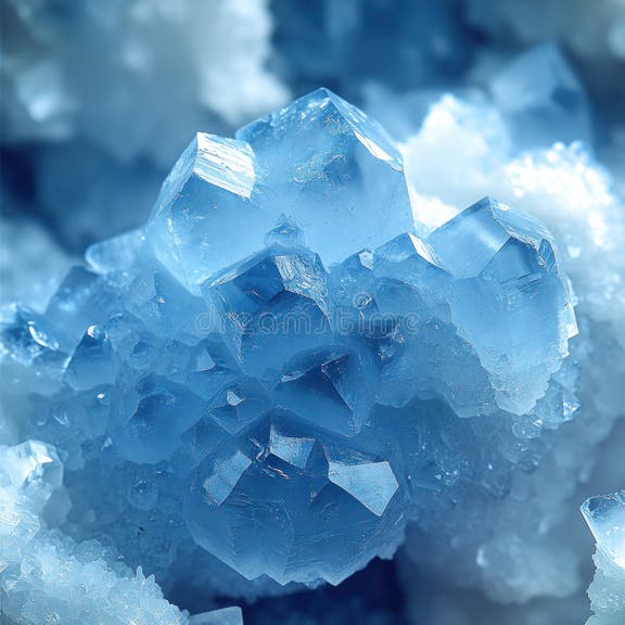 Close-up of Blue Crystal Cluster Stock Illustration - Illustration of ...