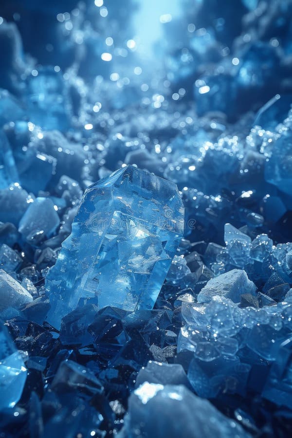 A Close Up of a Blue Crystal Sitting on Top of Rocks, AI Stock ...