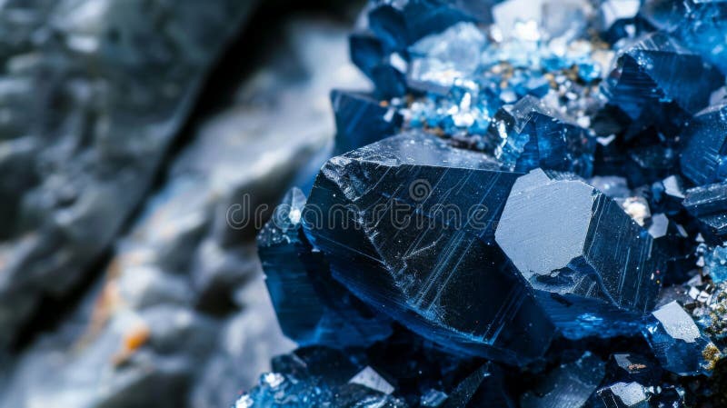 Close Up of Blue Crystals on a Rock Stock Photo - Image of composition ...