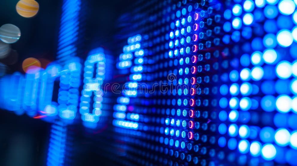 Close-Up of Blue Digital Clock Display Stock Illustration ...