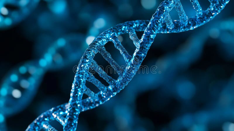 Close-up of Blue Dna Double Helix Structure on Blurred Background Stock ...