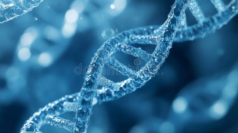 Close-up of Blue Dna Helix Structure in a Microscopic View Stock Photo ...