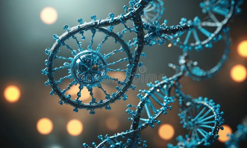A Close Up of a Blue Dna Strand. Stock Illustration - Illustration of ...