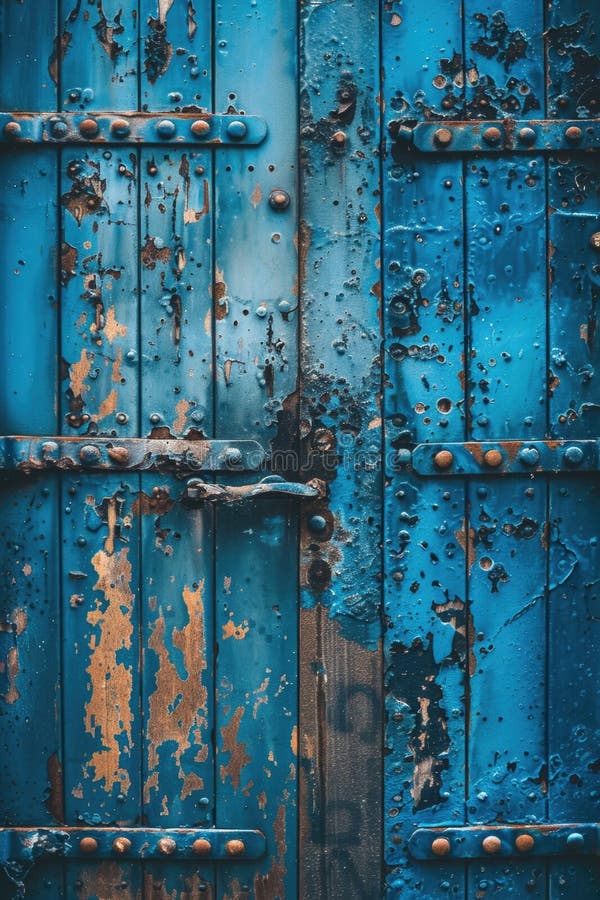 Close Up of a Blue Door with Rust. Suitable for Industrial or Urban ...