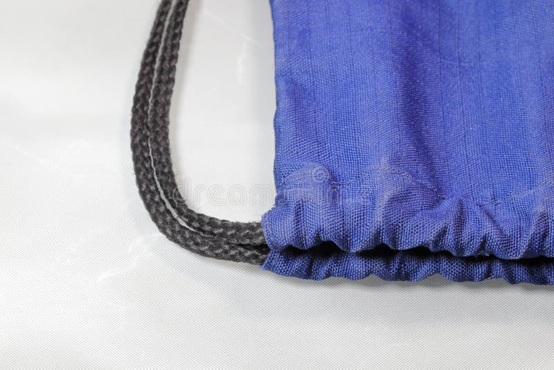 Close Up Blue Drawstring Bag or Backpack with Laces Stock Image - Image ...