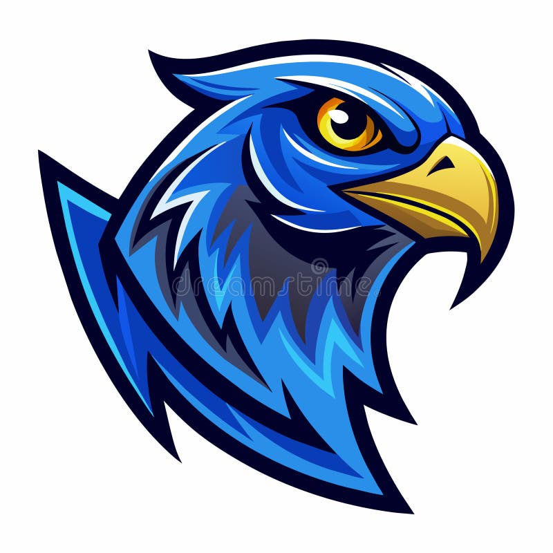 A Close-up of a Blue Eagle Head with Intense Yellow Eyes, Blue Falcon ...