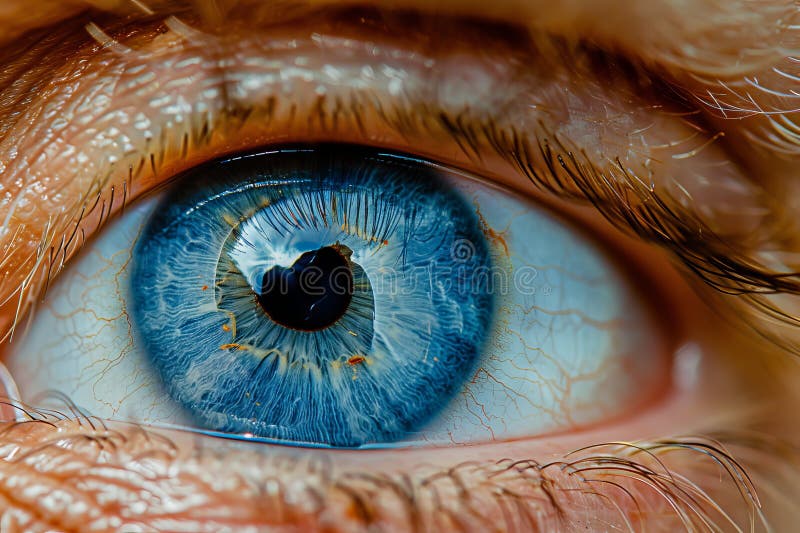 Close Up of a Blue Eye with Digital Elements, Symbolizing the Fusion of ...