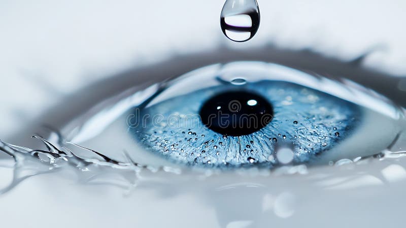A Close Up of a Blue Eye with a Drop of Water on it Stock Photo - Image ...
