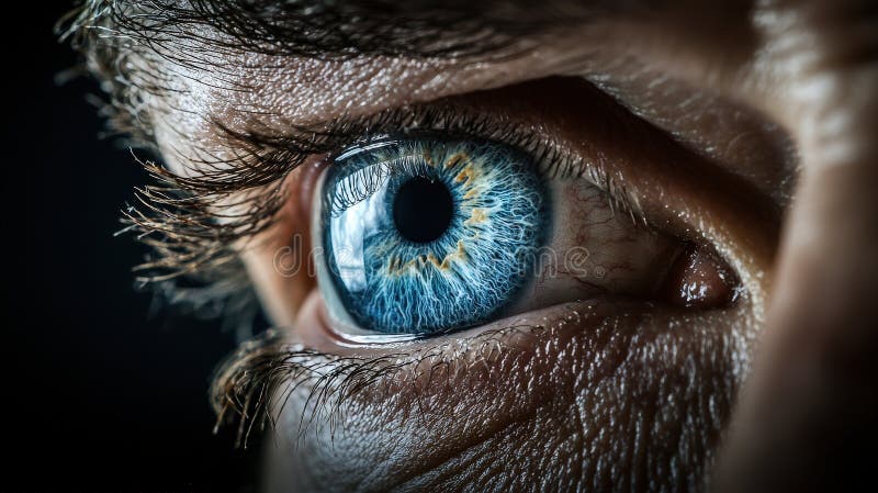 Close-up of a Blue Eye in Studio Dramatic Lighting and Intimate ...
