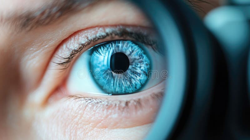 Close-up of a Blue Eye Under Magnification Stock Illustration ...
