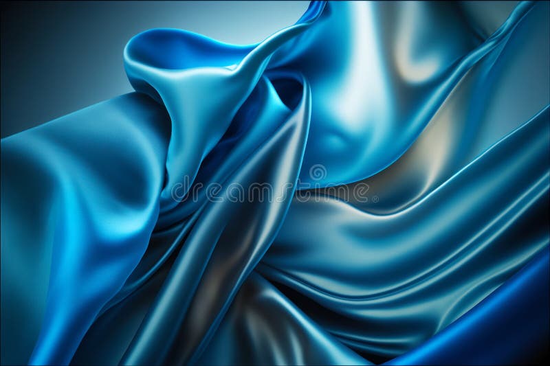 Close Up of Blue Fabric with Very Smooth Design on it. Generative AI ...