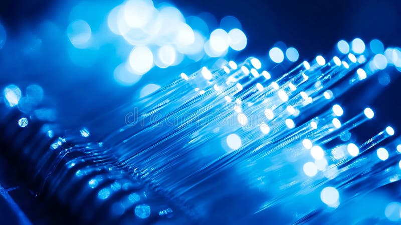 A Close Up of a Blue Fiber Optic Cable Stock Image - Image of scattered ...