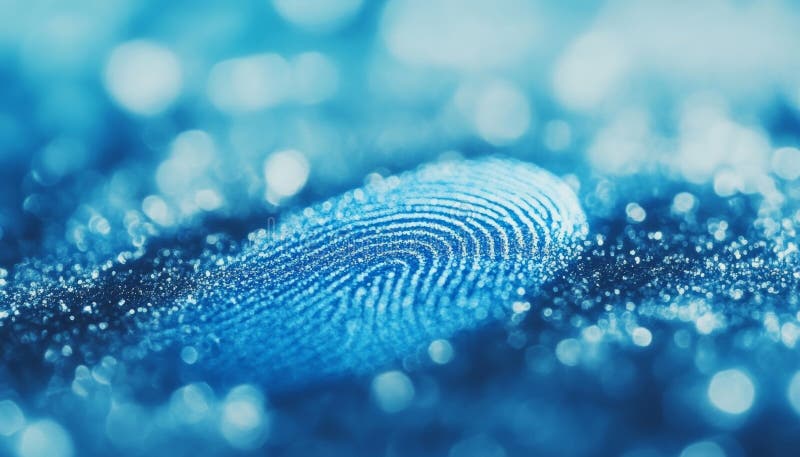 Close-up of Blue Fingerprint on Wet Surface. Concept of Identity ...