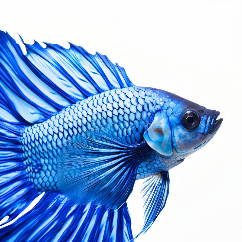 Close Up of Blue Fish on White Background Stock Photo - Image of life ...