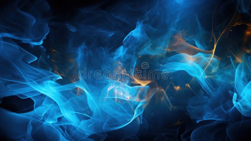 A Close Up of Blue Flames on a Black Background, AI Stock Illustration ...