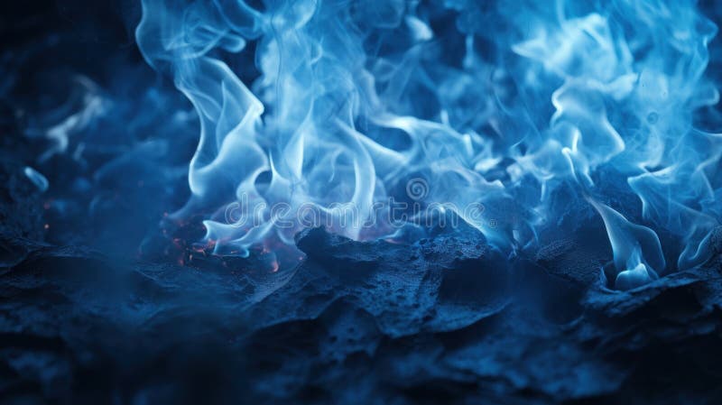 A Close Up of Blue Flames and Smoke Coming from a Fire, AI Stock ...