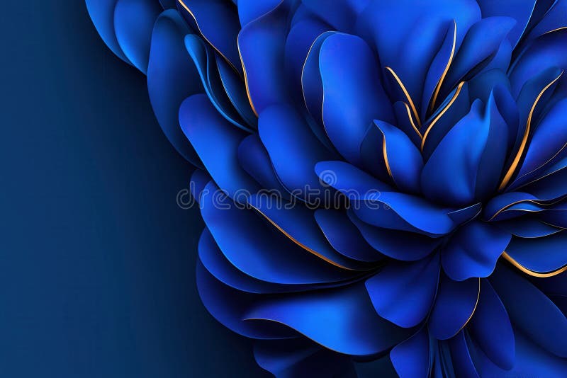 Close Up of a Blue Flower with Gold Edges on a Dark Background Stock ...