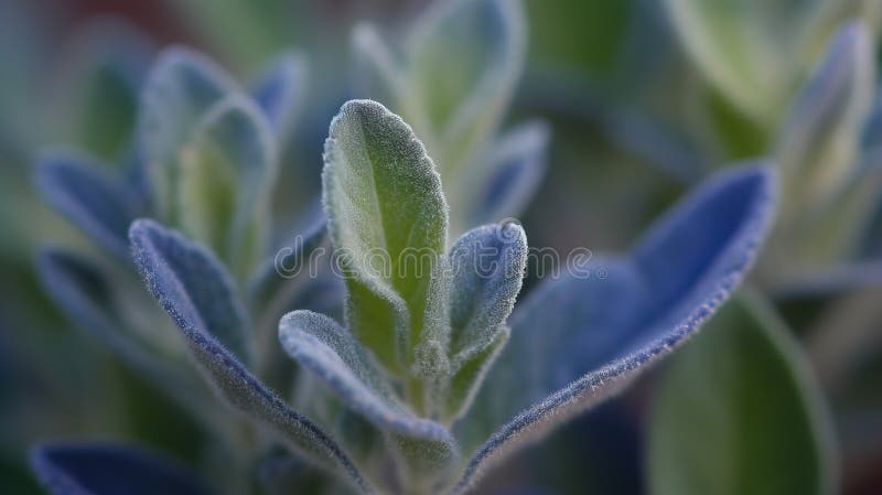 A Close Up of a Blue Flower with a Green Leafy Stalk in the Foreground ...