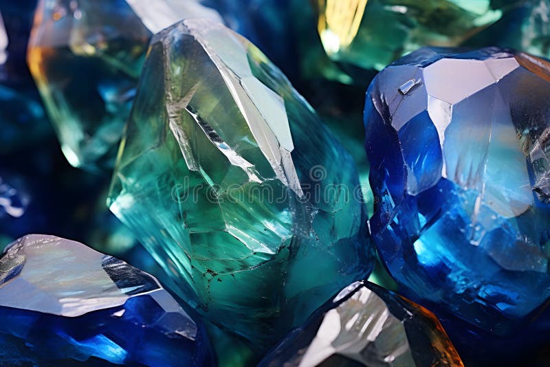 Close Up of Green and Blue Geodes Inside Crystal Rock Stock ...