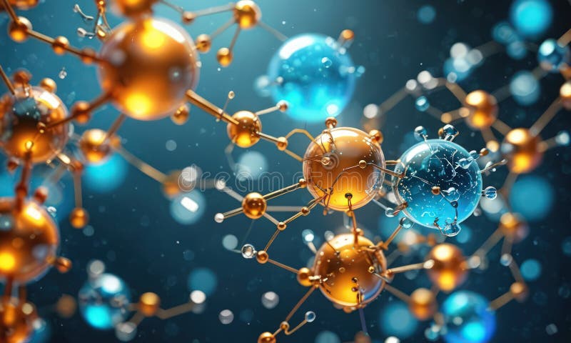 A Close Up of a Blue and Gold Model of a Cell. Stock Illustration ...