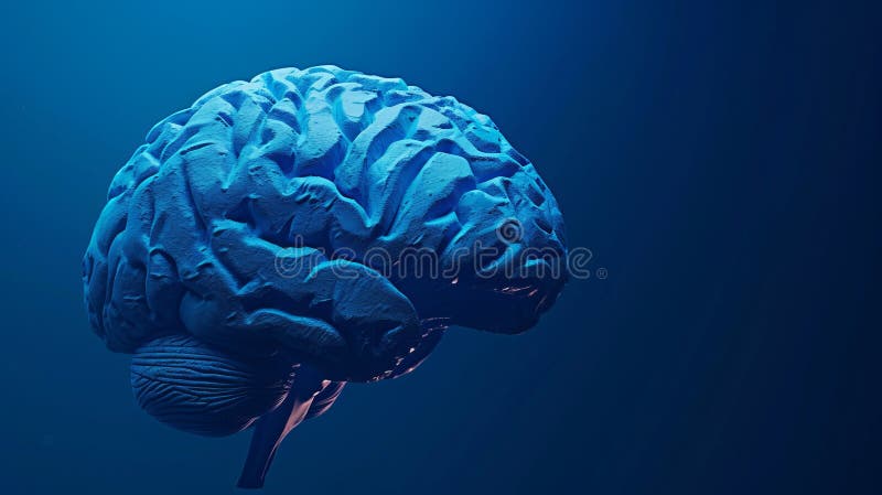 Close Up of a Blue Human Brain Revealing Intricate Details Stock Photo ...