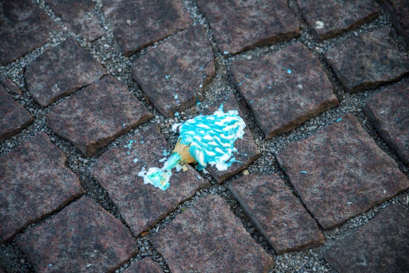 Close Up On Blue Ice Cream On The Ground Stock Photo - Image of diet ...