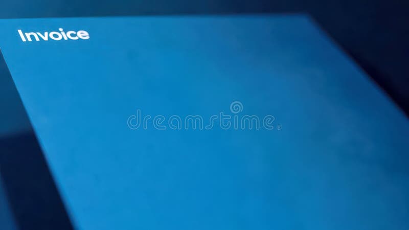 Close-up Blue Invoice Document with Minimalist Design Stock ...
