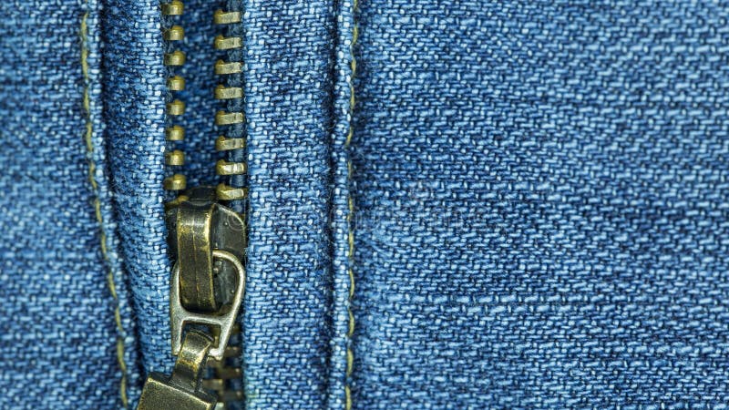 Close-up Blue Jean and Zipper for Texture and Background. Stock Photo ...