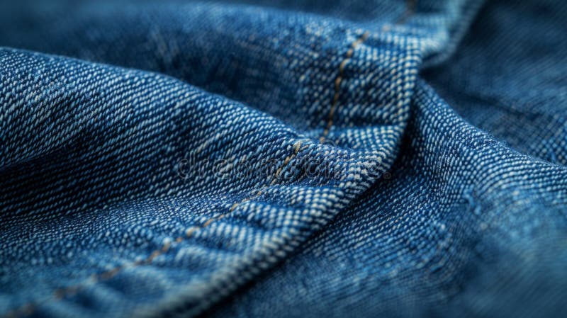 Close Up of Blue Jeans Cloth. Wrinkled Surface. Cropped Image. Stock ...