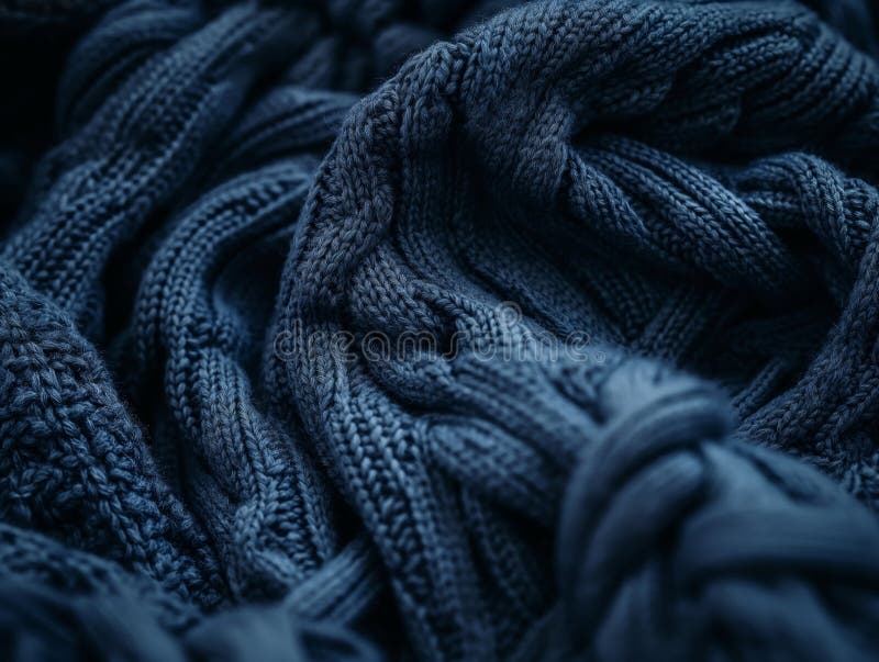 Close-up of Blue Knitted Fabric Stock Photo - Image of weave, design ...