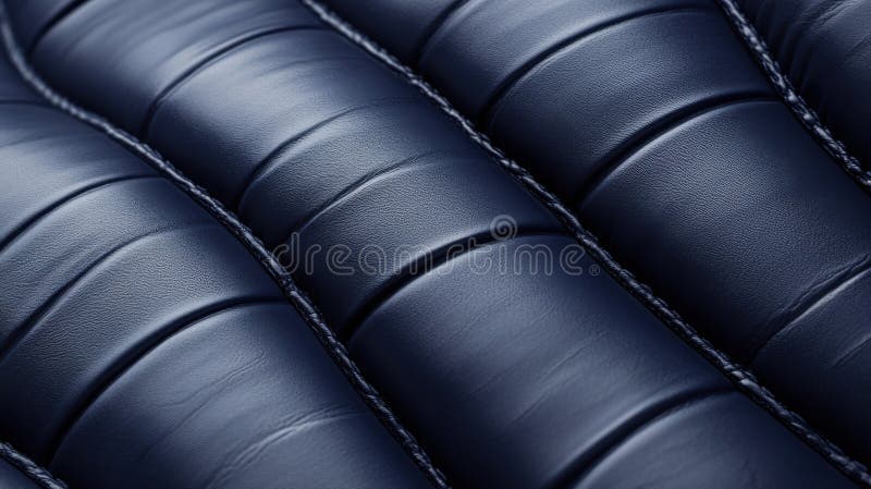 Close-up of Blue Leather Texture with Quilted Pattern and Stitching ...