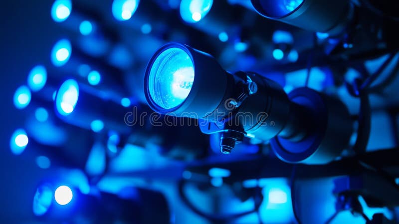 Close-up of Blue LED Lights Arranged in a Row Stock Illustration ...