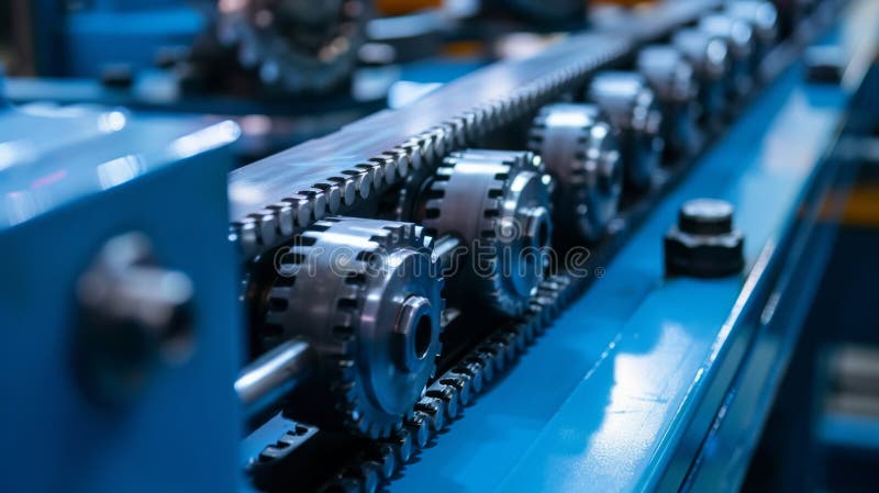 Close-Up of Blue Manufacturing Equipment Stock Illustration ...