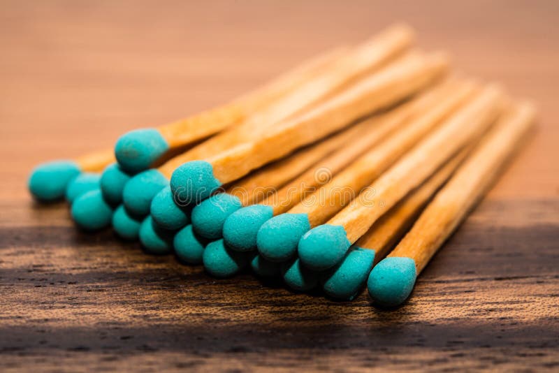 Blue matchstick closeup stock image. Image of starter - 3810507