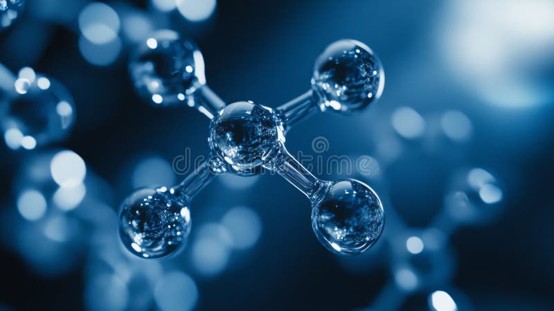 Close-up of Blue Metallic Molecule Structure with Shiny Reflections ...