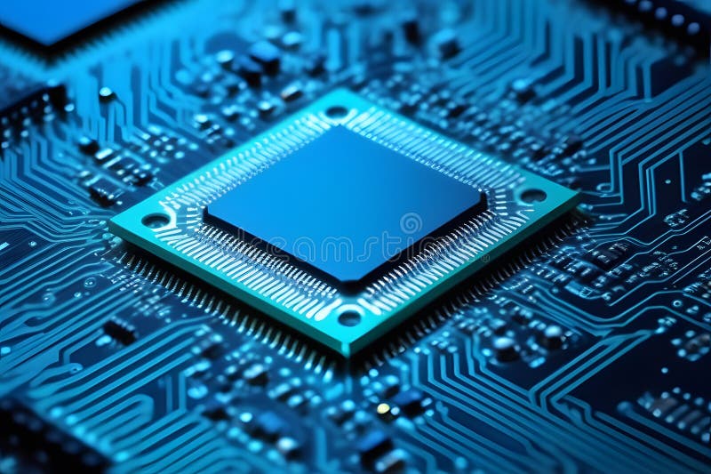 Close-up of Blue Microchip with Many Tiny Transistors on White ...