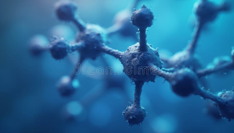 Close-up of Blue Molecular Structure with Connecting Atoms Stock Photo ...