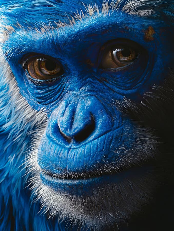 A Close Up of a Blue Monkey S Face Stock Photo - Image of stare, mood ...