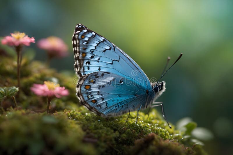 A Close Up of a Blue Morpho Butterfly Stock Image - Image of iridescent ...