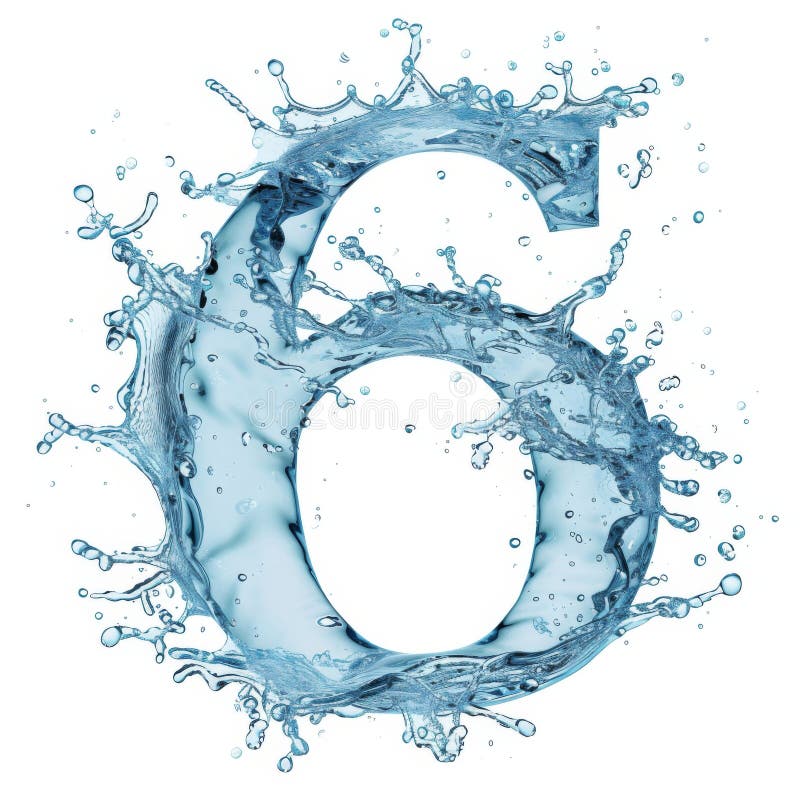Close-up of a Blue Number Six on a White Background. Text Made of Water ...