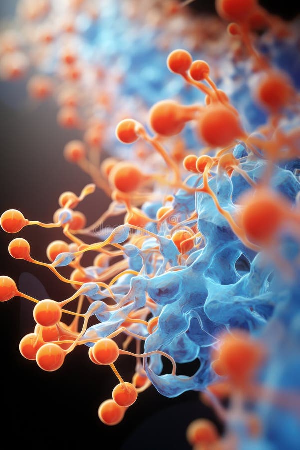 A Close Up of a Blue and Orange Cell Stock Illustration - Illustration ...