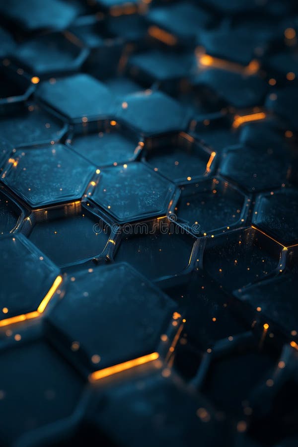 Close Up of a Blue and Orange Hexagonal Pattern Stock Illustration ...