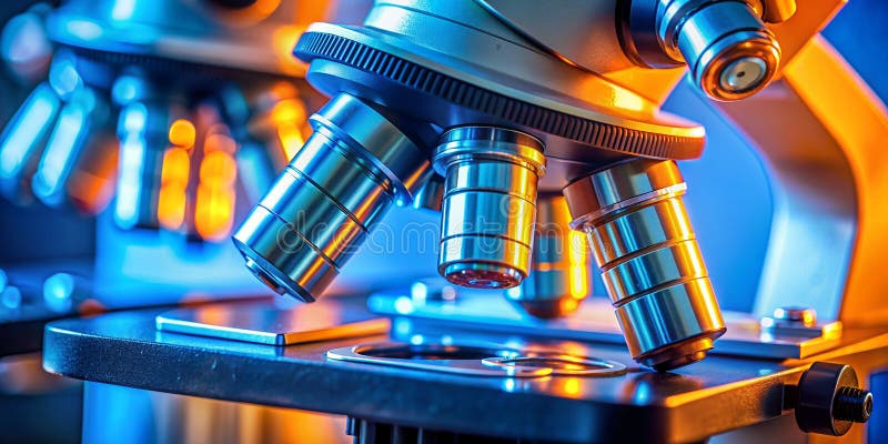 A Close Up of a Blue and Orange Pattern of a Microscope AI-Created ...