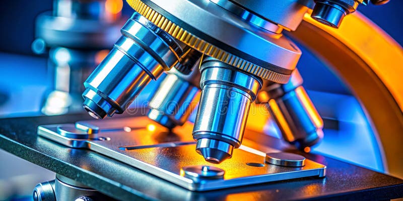 A Close Up of a Blue and Orange Pattern of a Microscope AI Generative ...