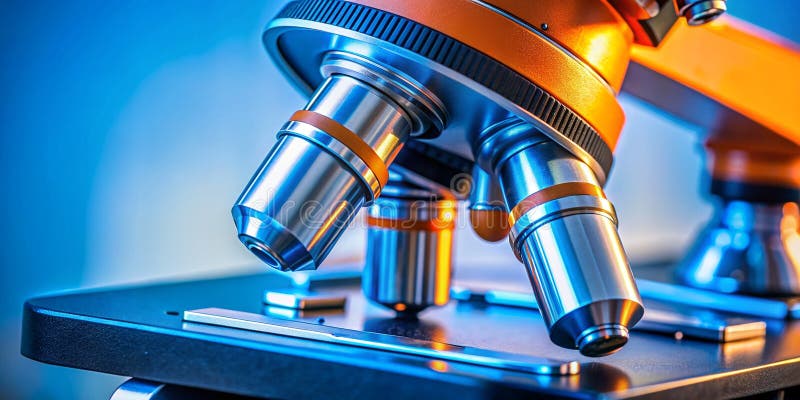 A Close Up of a Blue and Orange Pattern of a Microscope Creative AI ...