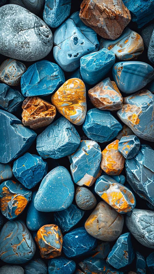A Close Up of Blue and Orange Rocks Stock Image - Image of mineral ...