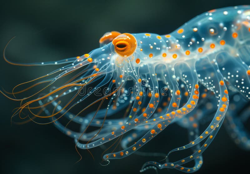 A Close Up of a Blue and Orange Sea Creature with a Large Orange Eye ...