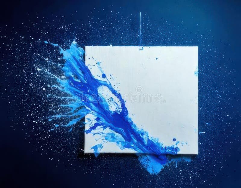 Close Up Blue Paint Splashed on White Paper Stock Illustration ...