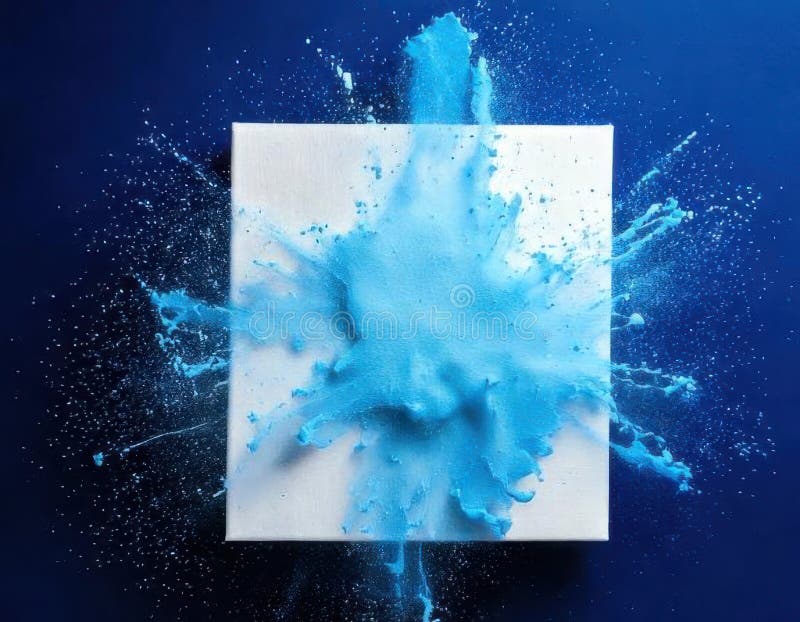 Close Up Blue Paint Splashed on White Paper Stock Illustration ...
